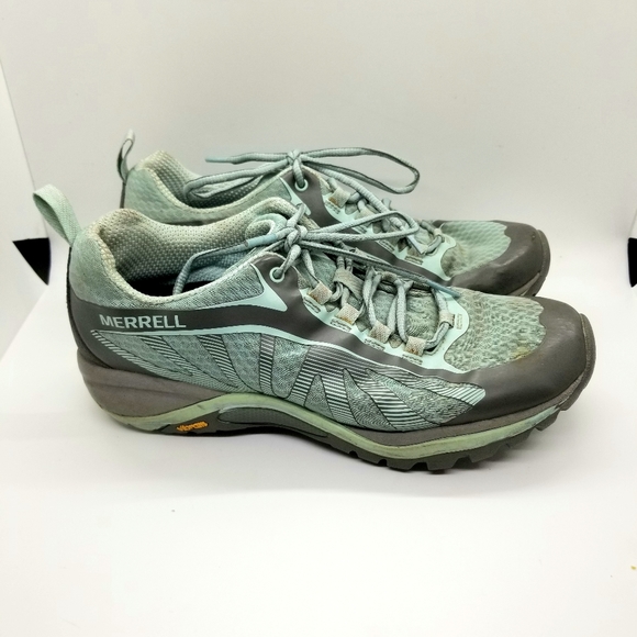 Merrell | Shoes | Merrell Sirens Edge Trail Running Shoes Teal Grey ...